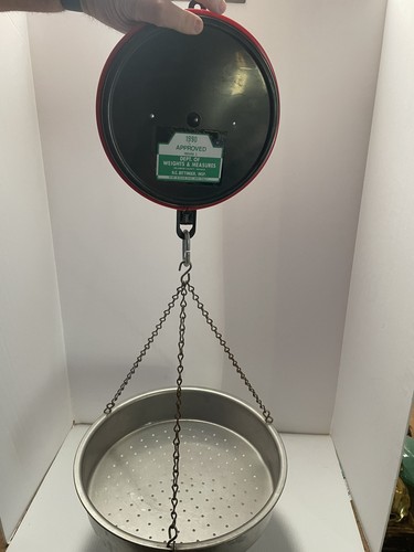 Vintage Chatillon Red 20 Lb Hanging Produce Grocery Scale W/ Basket Or ...