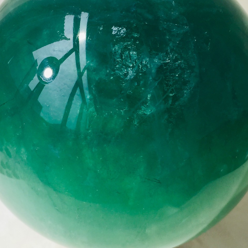 757g Large Clear Dark Green Fluorite Quartz Crystal Sphere Genius Stone ...