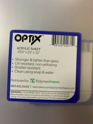 NEW Case of 12 - 20" x 32" x 0.093 Optix Clear Acrylic Sheets | eBay