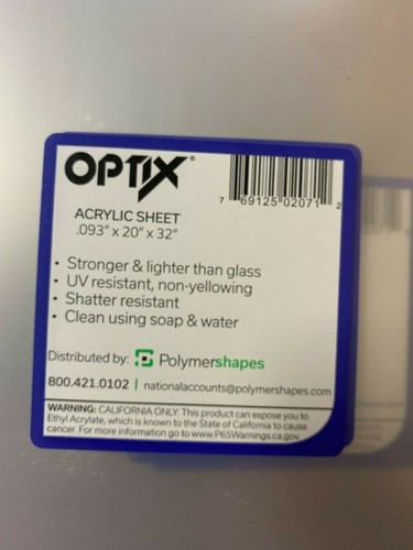 NEW Case of 12 - 20" x 32" x 0.093 Optix Clear Acrylic Sheets | eBay