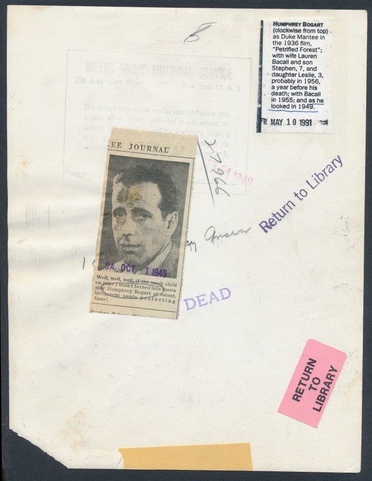 1949 Humphrey Bogart, "Bogie with Pipe and Smoking Jacket" Studio Photo ...