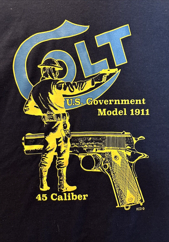 Colt Model 1911, 45 Caliber, History of Firearm Design T-Shirt - Navy ...