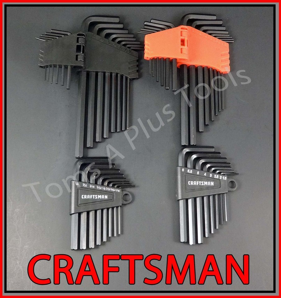 CRAFTSMAN HAND TOOLS 44pc SAE & METRIC MM Allen Short & Long Hex Key ...