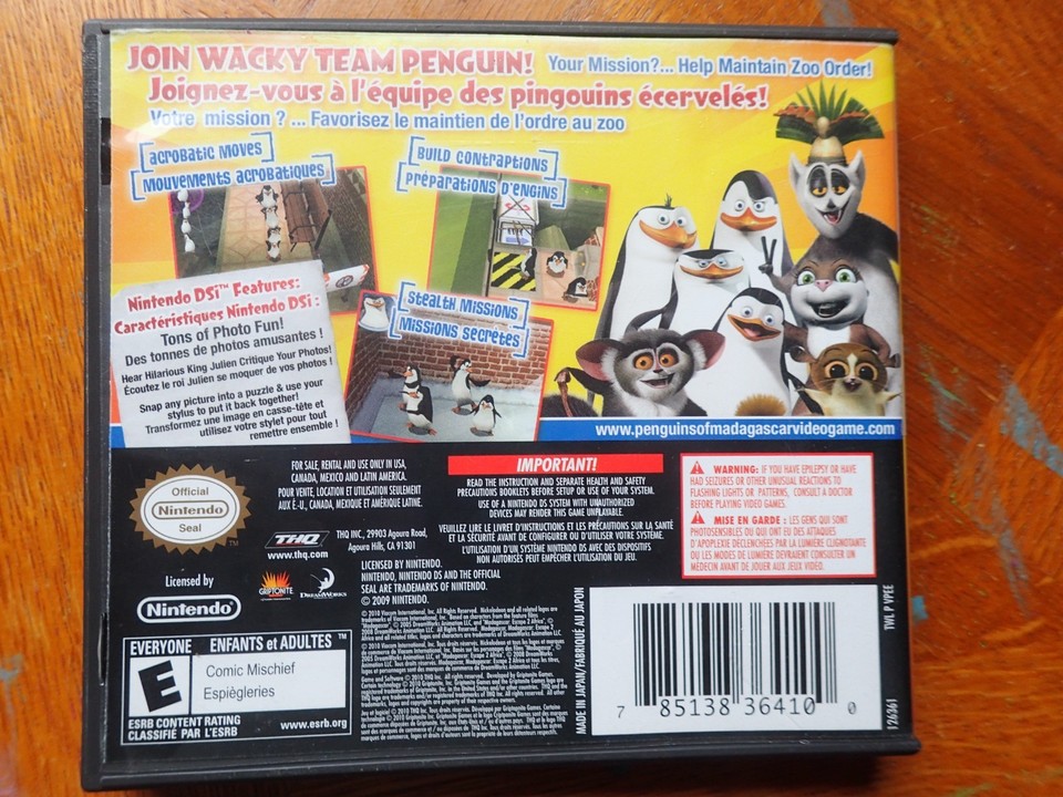 Nickelodeon The Penguins of Madagascar (Nintendo DS) Complete, tested ...