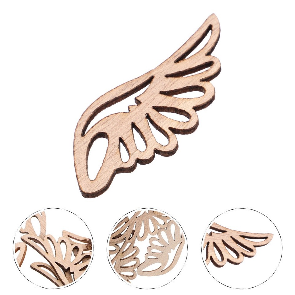 50pcs Unfinished Wooden Angel Wings Shapes Tags Crafts Wood Cutouts for ...