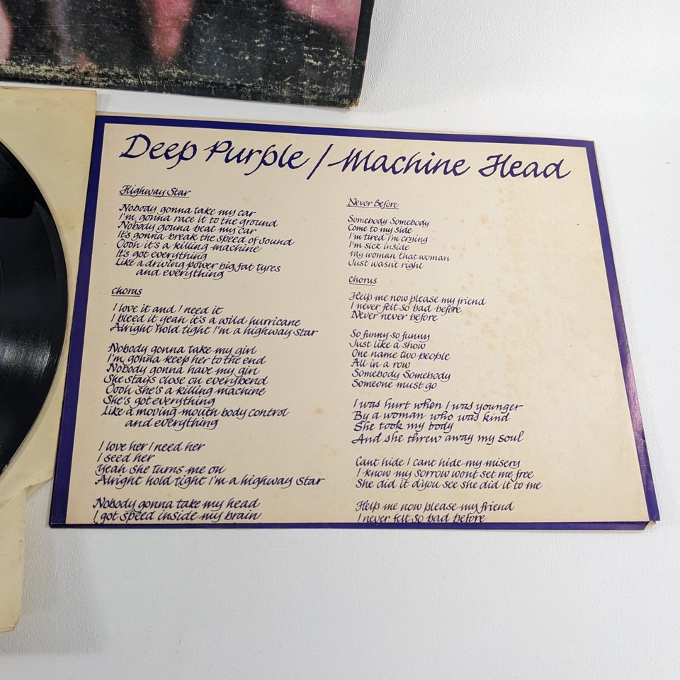 Deep Purple Machine Head Vinyl LP Gatefold Lyrics Sheet BS 2607 | eBay