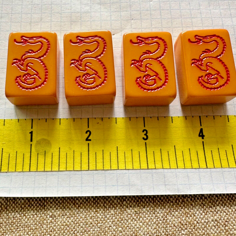 Mah-jongg Bakelite MAH JONG TILE "Red Dragon" Butterscotch Vintage, 1 ...