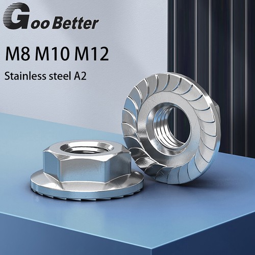 M8 M10 M12 Hex Fine Thread Flange Nut A2 Stainless Steel Serrated Lock ...