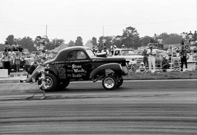 Stone Woods & Cook 1941 Willys Gasser Drag Car Motor Racing Old Photo ...