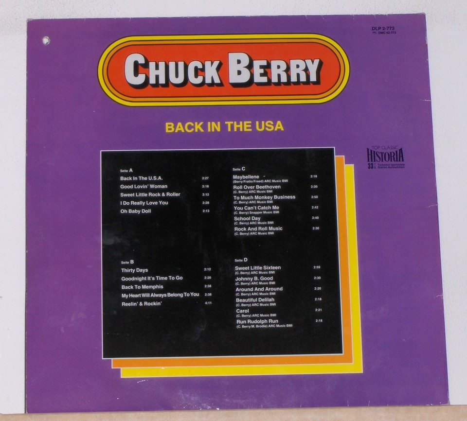 Chuck Berry - Back In The USA - Double LP Import Vinyl Record Album | eBay
