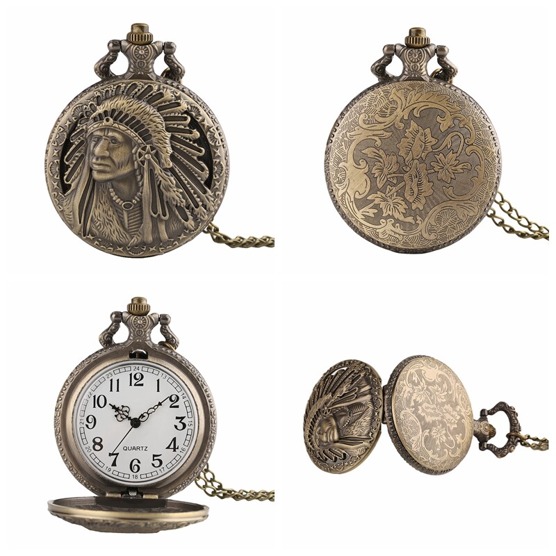 Steampunk Quartz Analog Pocket Watch with Necklace Chain for Women Men ...