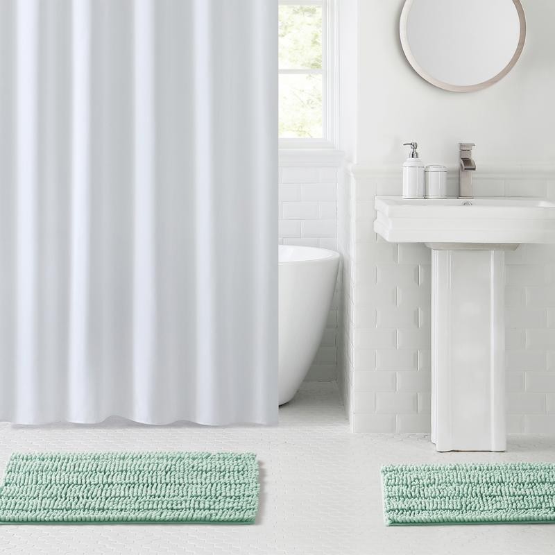 High-Low Textured Chenille Non-Slip Bath Rug Set 2-Piece Machine ...