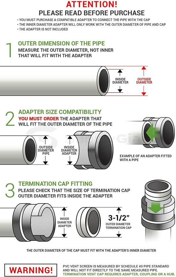 Raven PVC Termination Vent Stainless Steel Screen with Condensation ...