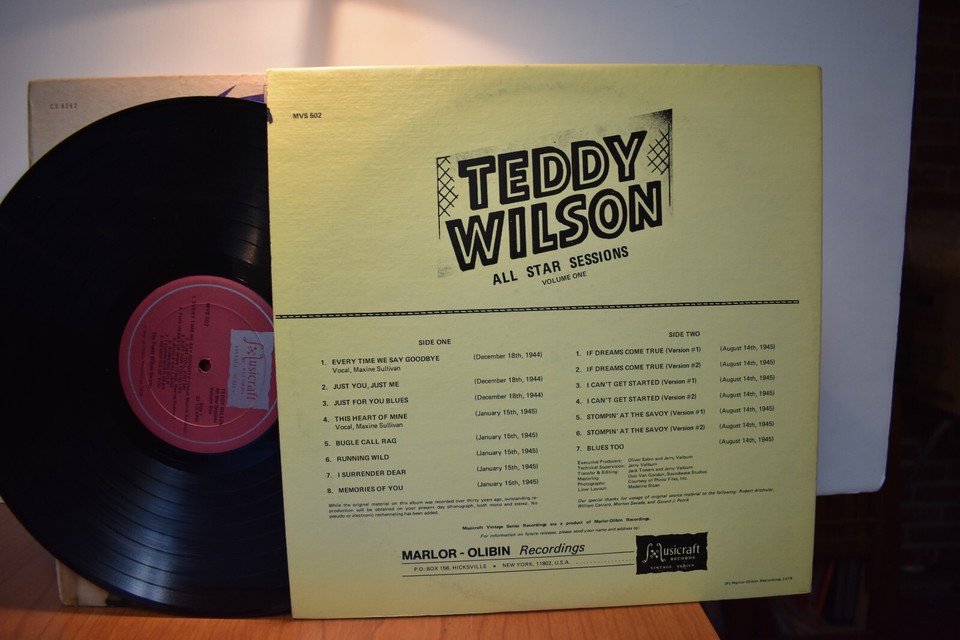 Teddy Wilson Sextet All Star Session Volume One LP Musicraft MVS 502 ...