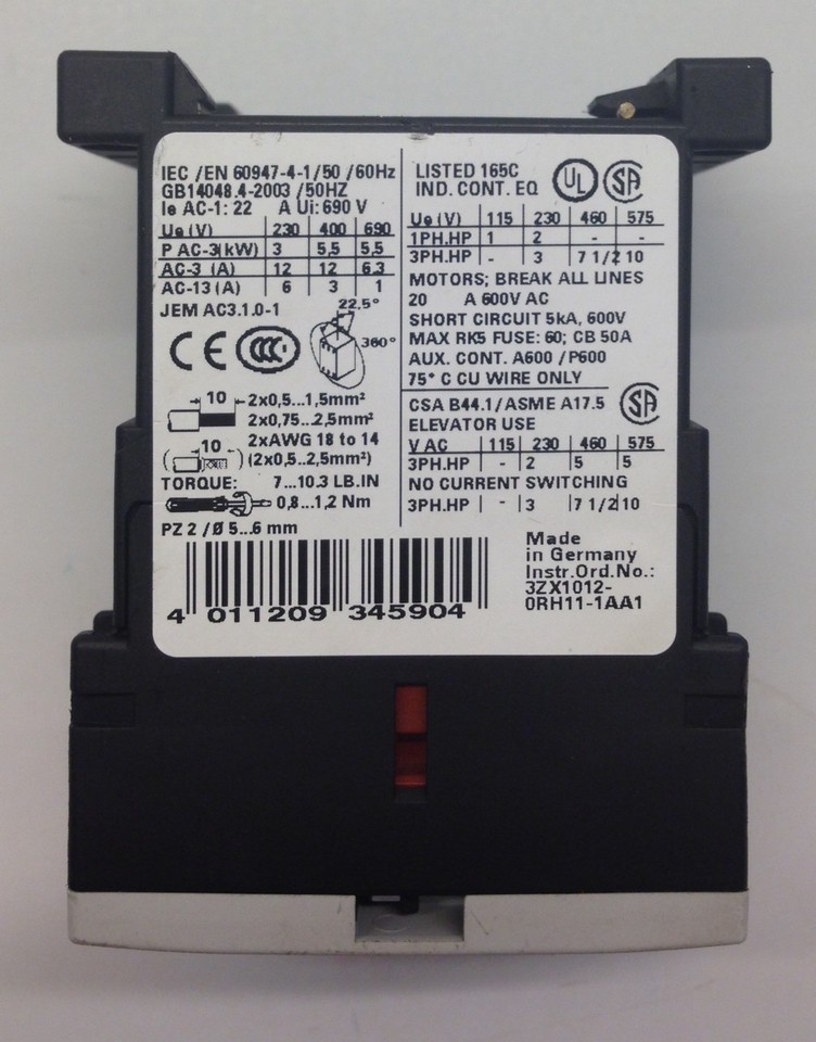 Siemens Contactor Motor Starter 3RT1017-1AK61 | eBay