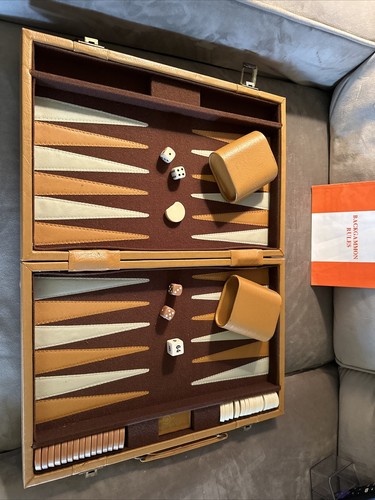 Used Vintage Skor-Mor Backgammon Game Complete Faux Leather Travel Case ...