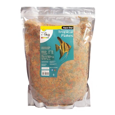Aqua One Tropical Flakes 1kg Aquarium Fish Tank Bulk Flake Food ...