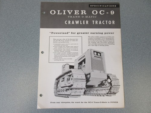 Oliver Crawler OC-9 Sales Brochure 2 Page | eBay