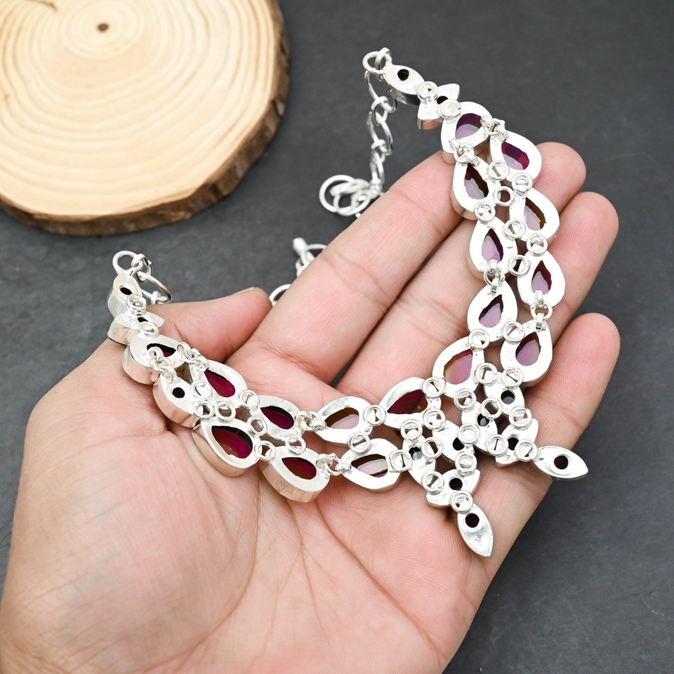 Bi-Color Tourmaline Amethyst 925 Sterling Silver Jewelry Necklace 18 ...