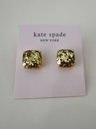 Kate Spade Square Gold colors Glitter Stud Earrings | eBay
