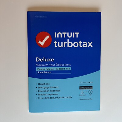 Intuit TurboTax Deluxe 2023 Federal and state. CD/Download - PC/MAC ...