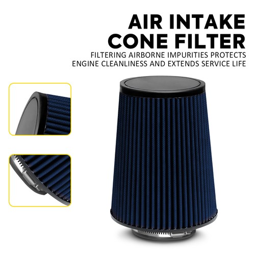Blue 4" inch Inlet Truck Air Filter DryFlow Clamp-On Round Cone Air ...