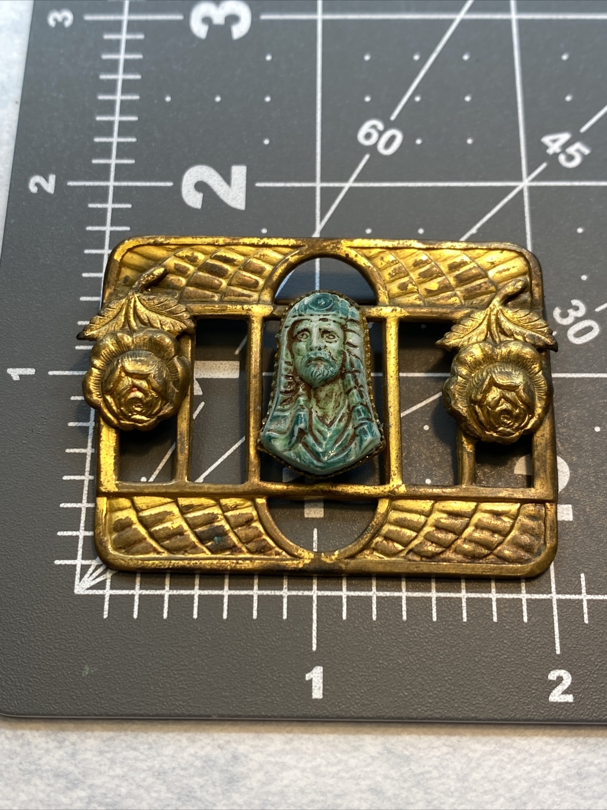 Art Deco Neiger Brothers Egyptian Revival Pin Vintage 1920s Czech Glass ...