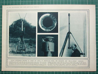 1915 WWI WW1 PRINT ~ OPTICAL INSTRUMENTS HYPOSCOPE PERISCOPE FOR ...