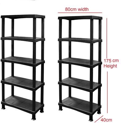 5 Tier Plastic Shelving Unit Storage Racking Shelves Home Garage Shed ...