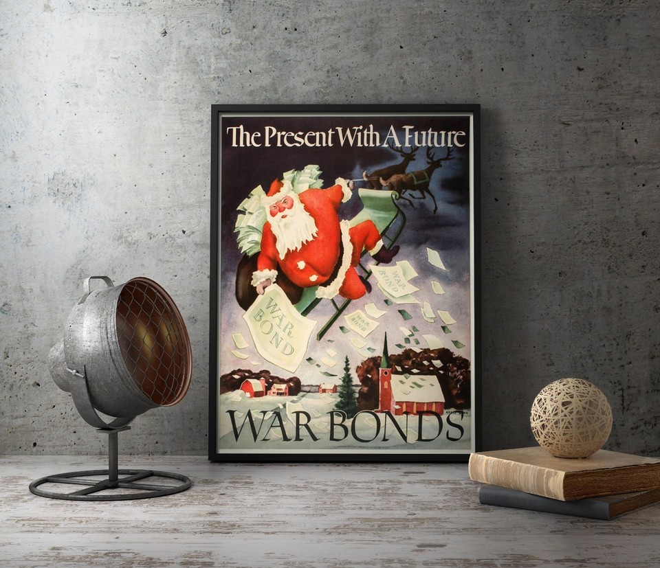 WW2 Christmas Propaganda Poster - Military Santa, War Bonds, WW2 US ...