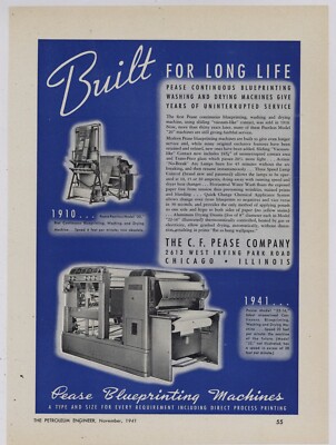 1941 C.F. Pease Co. Ad: Pease Blueprinting Machines - 1910, 41 Models ...
