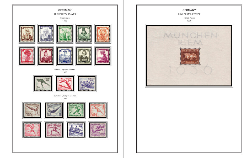 COLOR PRINTED GERMANY III REICH 1933-1945 STAMP ALBUM PAGES (43 illustr ...