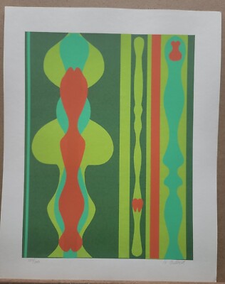 H. Gilbert Signed & Numbered Serigraph Abstract Geometric 133/200 1970 ...