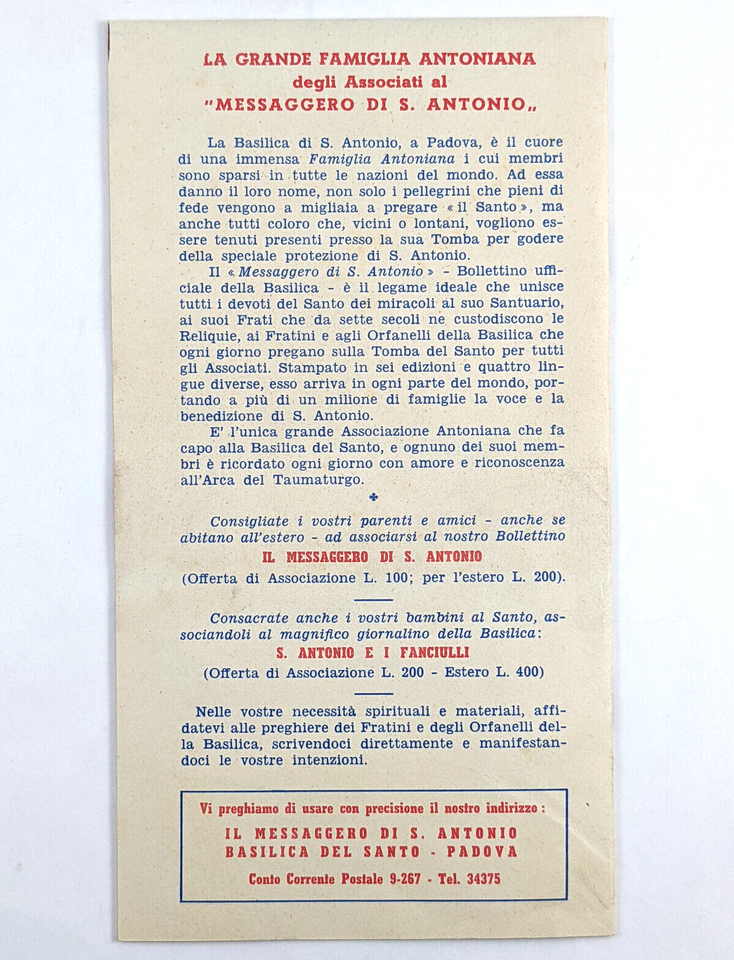 Basilica Of St Anthony Of Padua Guide Brochure With Orphanage Insert ...