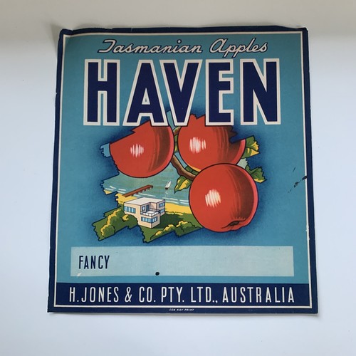 Vintage Australian Apples Crate Label, Sticker Haven Tasmanian Apples ...