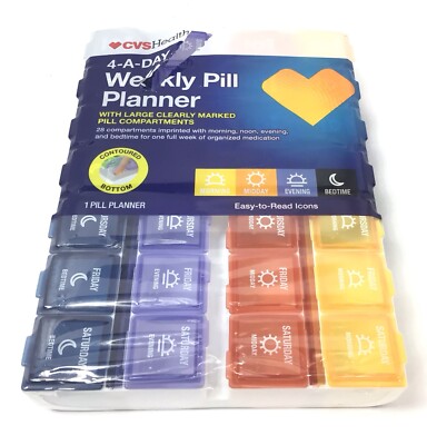 Weekly Pill Planner Box CVS Health 4-A-Day Weekly Pill Planner READ ...