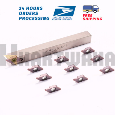 Lathe Parting Grooving Cut-Off Tool Holder 12mm With Grooving Inserts ...