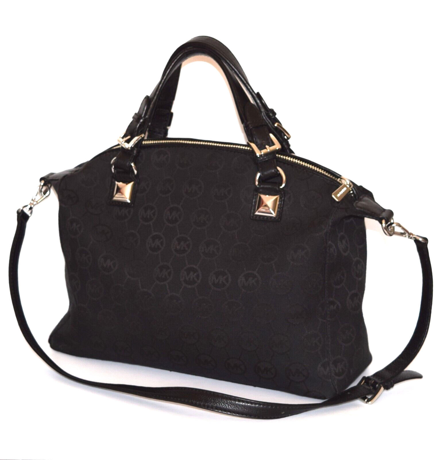 MICHAEL KORS Signature Logo Black Canvas Handbag Cros… - Gem