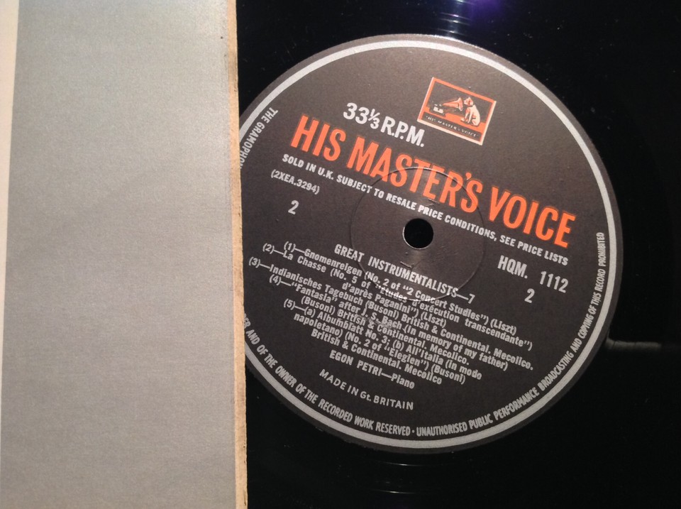 EGON PETRI HMQ 1112 EMI HMV Made in England Piano by Beethoven Busoni ...