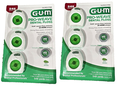 2-PACK GUM Pro Wave Dental Floss Mint Waxed 3 Count+ 2 Travel Units 548 ...