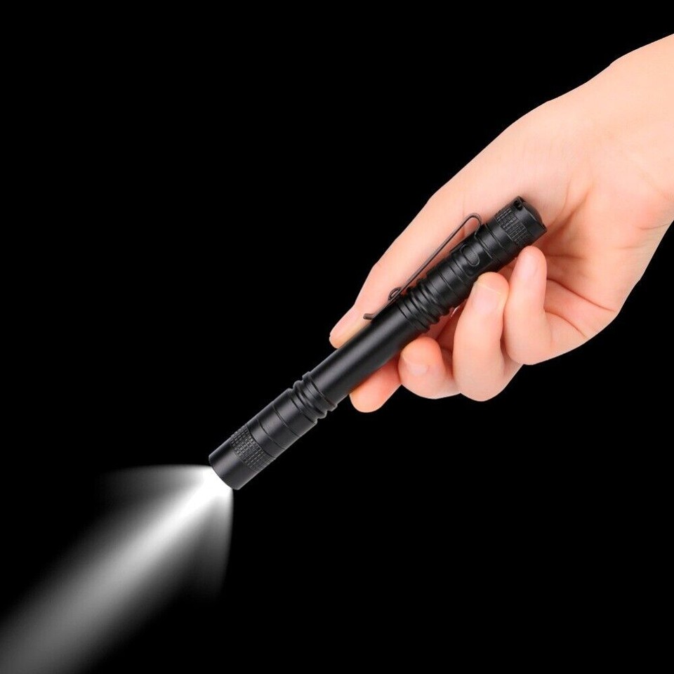 5x Flashlight Small LED Torch Light Mini Super Bright Penlight W/Clip ...