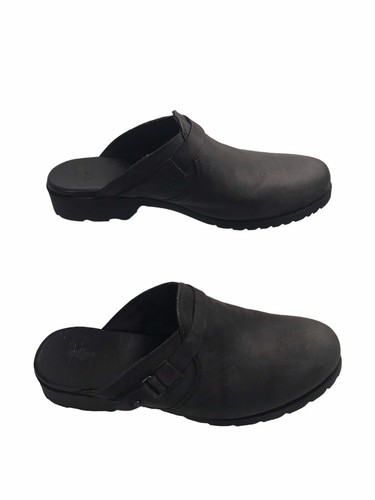 TEVA Womens Comfort Slide Shoes Size 8.5 Black Leather Slip On Mules ...