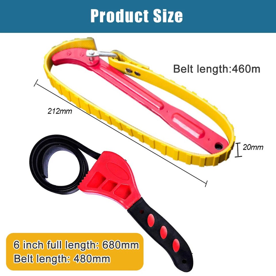 Car Oil Filter Belt Wrench Adjustable Non- slip Strap Spanner Removal ...