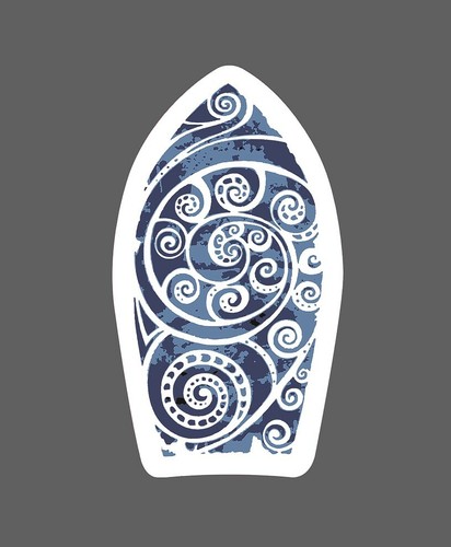 Surfboard Sticker Blue Waves Waterproof Surfing Ocean Beach Tropical ...