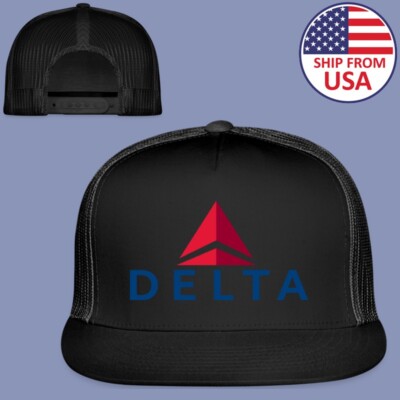 Delta Airlines Men's Adjustable Black Trucker Hat Cap Size Adult | eBay