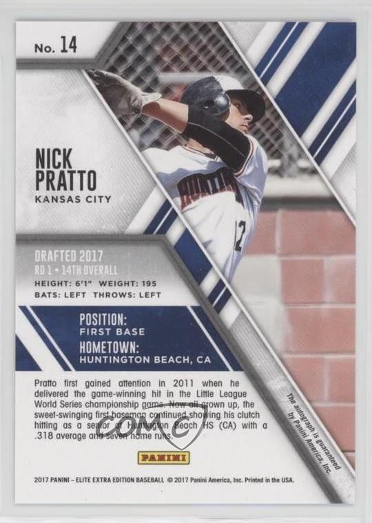 2017 Panini Elite Extra Edition Auto Nick Pratto #14 Auto | eBay