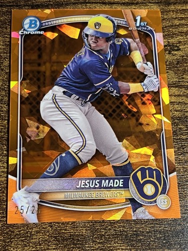 JESUS MADE 2025 Bowman Sapphire Orange Refractor #25/25 Bookend #BCP-50 ...