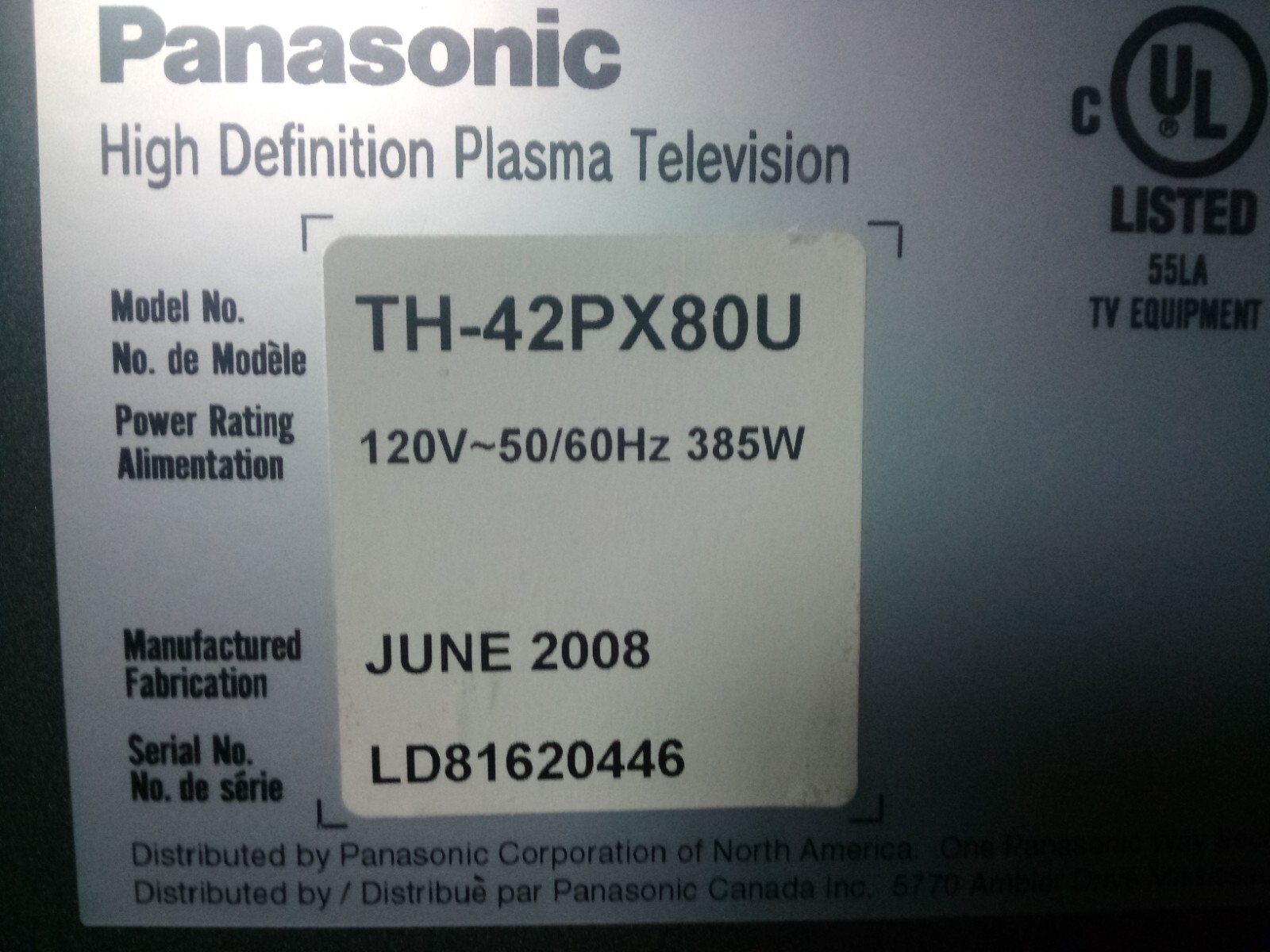 PANASONIC 42 Inch Plasma Tv Board Repair Kit Model TH-42PX80U | eBay