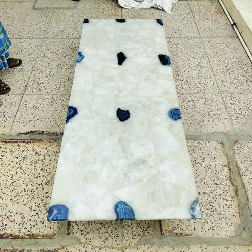 Rectangle White Quartz Dining Table, Kitchen Slab Table, Quartz Coffee ...