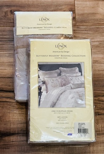 2 Lenox Bedding Butterfly Meadow Euro Shams Taupe - Vintage Collection ...